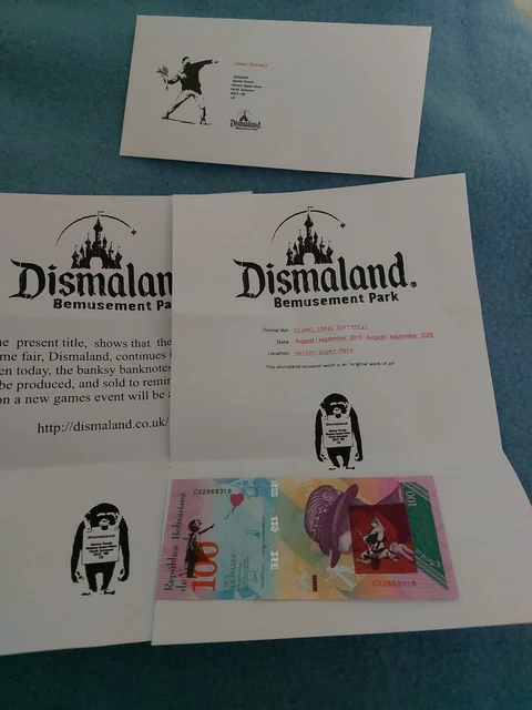 00034 BANCONOTA ORIGINALE Banksy Dismaland Park Litografia Timbro Arte ...
