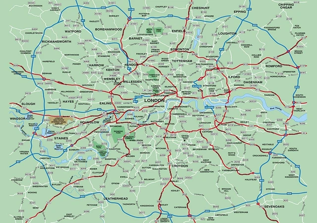 MAP OF LONDON Boroughs Districts Map Wall Art Self Adhesive Vinyl ...