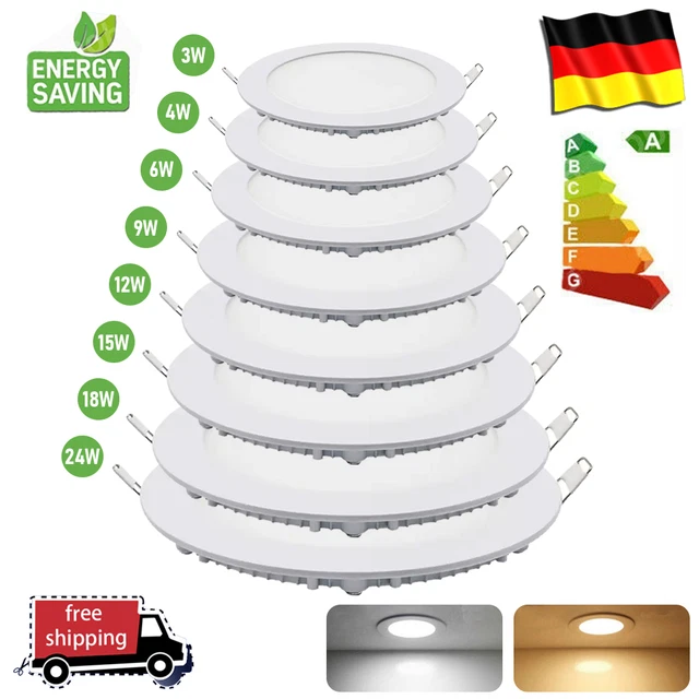 LED EINBAUSTRAHLER EINBAU-SPOTS Bad ultra-flach 230V Einbau-Leuchten ...