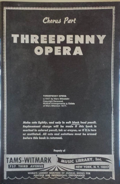 THE THREEPENNY OPERA - Eric; Brecht, Bertolt; Vesey, Desmond…, Grove ...