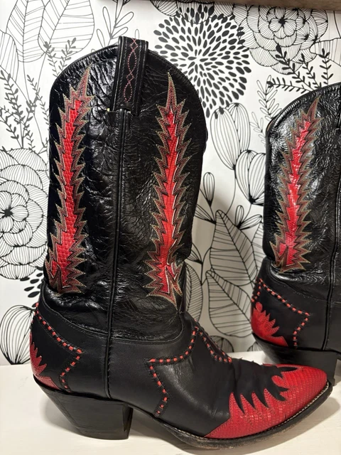 TONY LAMA MEN'S Firewalker Leather Cowboy Boots Red/Black, Size 11.5D ...