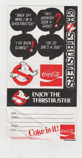 VINTAGE PROMO STICKER Ghostbusters Movie Coca-Cola Coke Is It! School ...