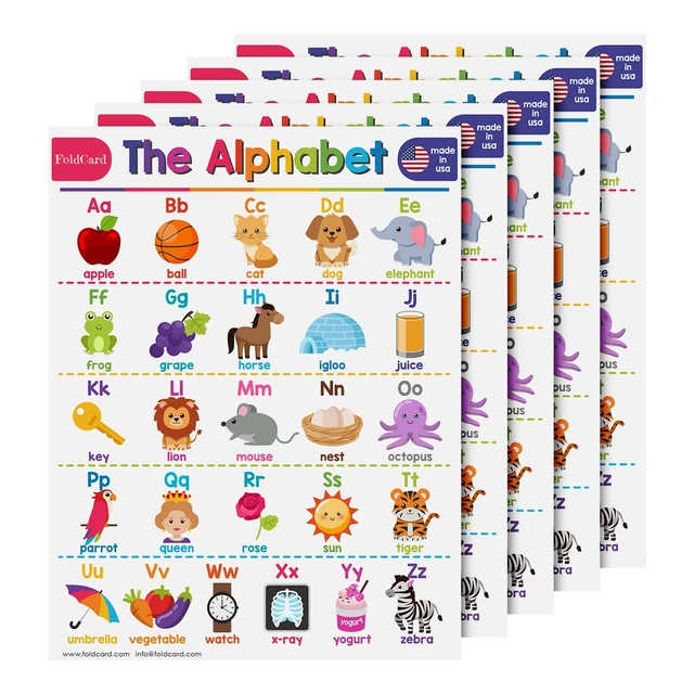 ALPHABET EDUCATIONAL POSTER Learning Chart Classroom Home, 8.5 x 11, 5 ...