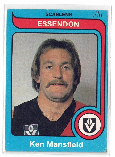 SCANLENS VFL AFL 1980 Footy Football Card Ken Mansfield Essendon ...