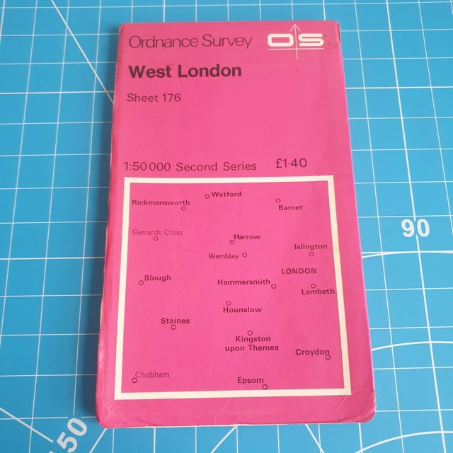 ORDNANCE SURVEY MAP West London Fold Out 1974 Vintage Sheet 176 Second ...