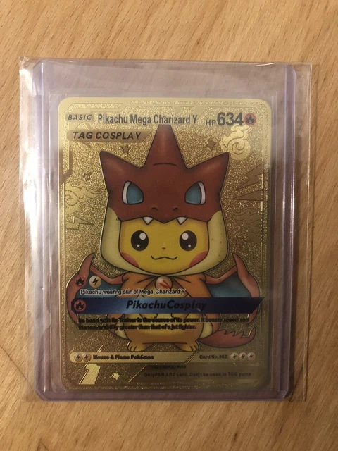 PIKACHU MEGA CHARIZARD Pokemon Gold Solid Metal Card £8.00 - PicClick UK