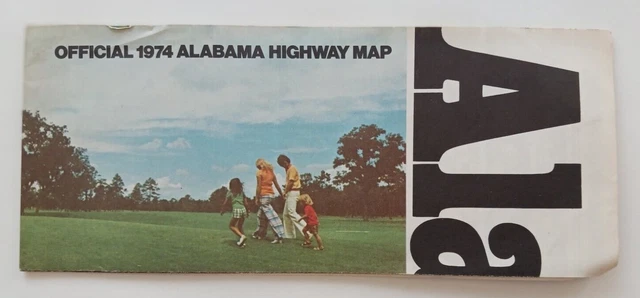 VINTAGE ALABAMA OFFICIAL 1974 Folding Highway Map-George Wallace ...