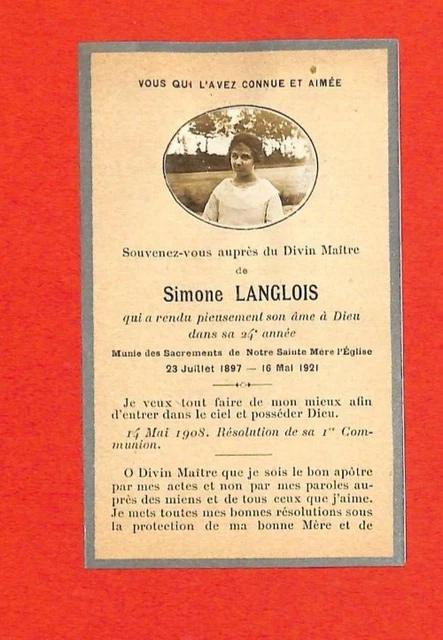 PARIS / FAIRE-PART Déces / Simone Langlois 1921 EUR 7,90 - PicClick FR
