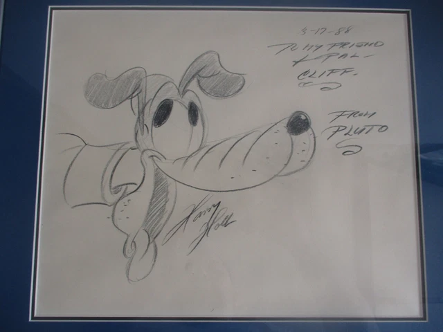 ORIGINAL WALT DISNEY Theme Park Pluto Sketch 1988 Harry Holt Framed Art ...
