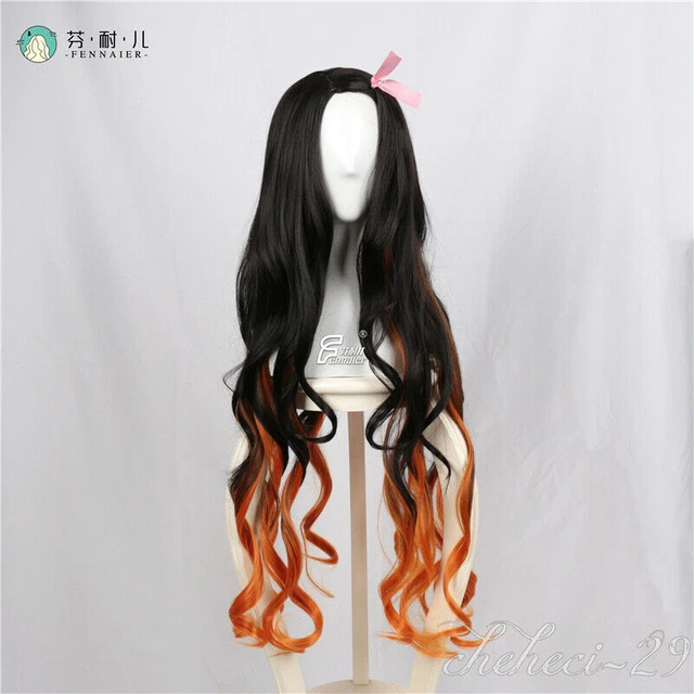 DEMON SLAYER KIMETSU no Yaiba Kamado Nezuko Long Curly Hair Wig ...