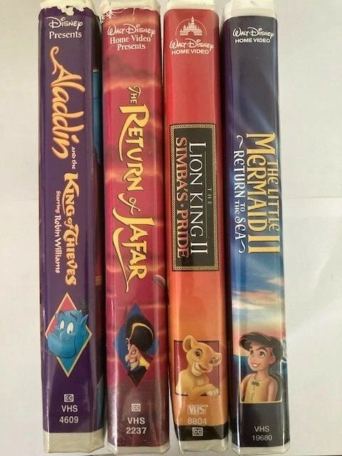 LOT DE 4 VHS Disney Classic, Aladdin, Return of Jaffar, Sirène II, Roi ...