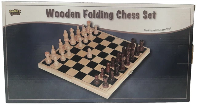 WOODEN FOLDING CHESS Set Traditional Board Games Quality Classic Toys ...