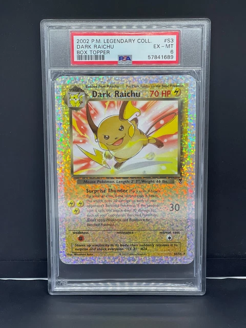 POKEMON DARK RAICHU Legendary Collection Box Topper - PSA 6 EX-MT #S3 ...