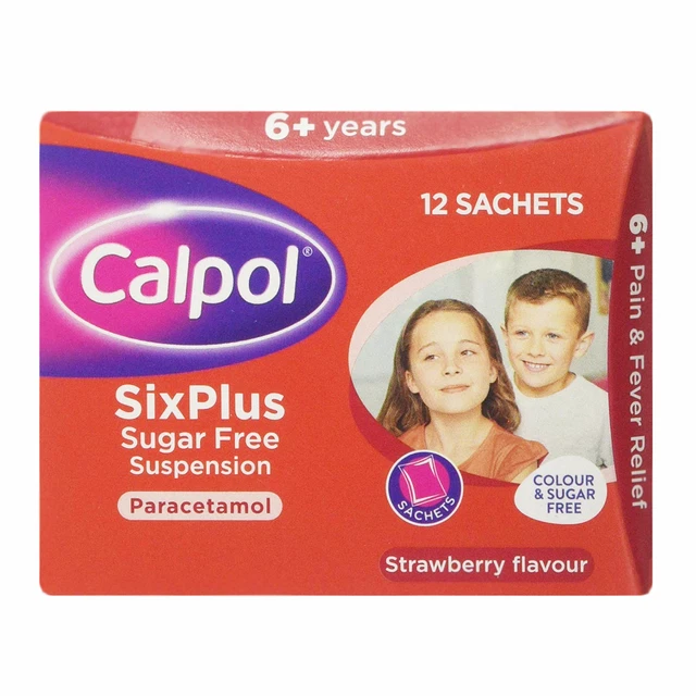 CALPOL 6+ SORE Throat Strawberry Colour Sugar Free - 6 x 12 Sachets £58 ...