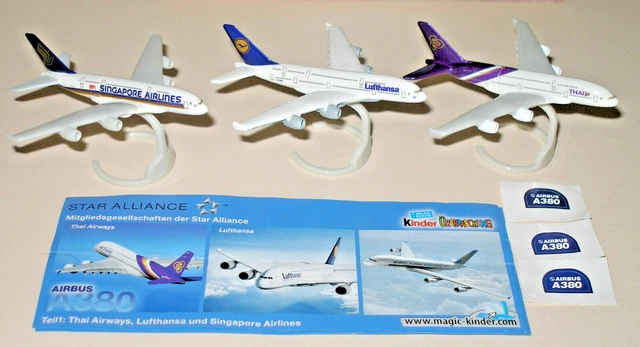 COMPLETE SET AIRBUS A380 (De167 A - De167 C) + 3 Bpz Kinder Germania ...