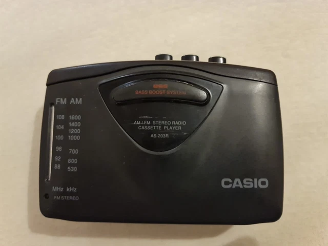 WALKMAN VINTAGE CASIO AS-203R Am Fm Lettore di cassette radio stereo ...