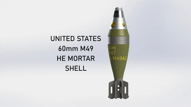 UNITED STATES 60MM m49 he mortar shell made from plastic in correct ...