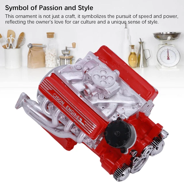 RED V8 ENGINE Building Resin V8 Car Engine Model Desktop Display ...