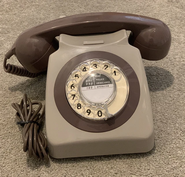 VINTAGE GPO ROTARY Dial Telephone 746 - Elephant Grey & Brown ...
