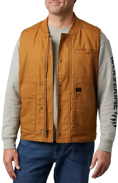 WOLVERINE GUARDIAN MENS Cotton Work Vest Cedar Brown Utility Outwear ...