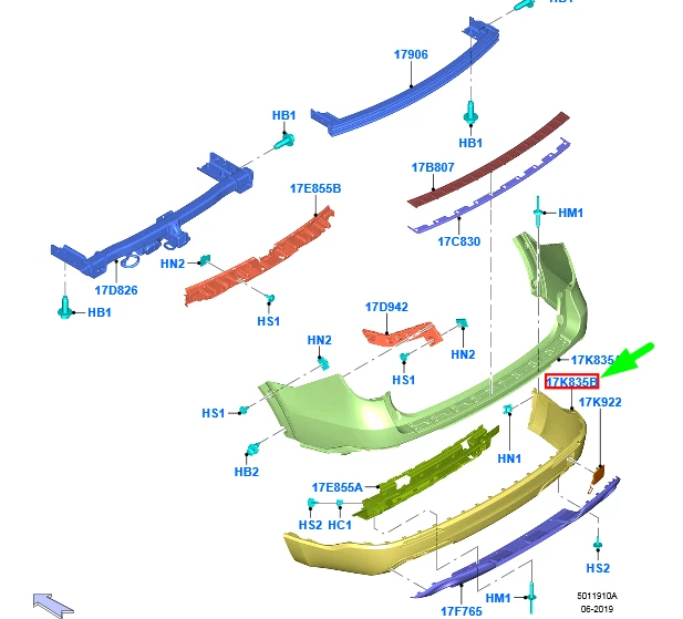 FORD EXPLORER MK6 U625 Rear Bumper Lower Part Trim 2426782 NEW GENUINE ...