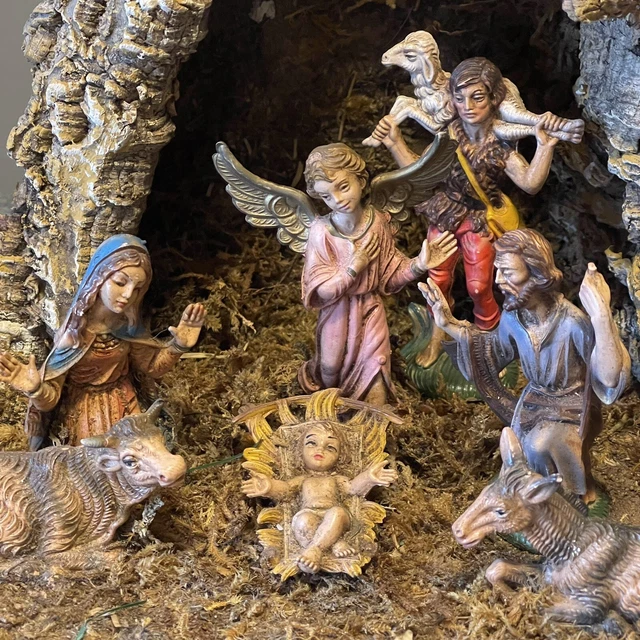NATIVITY SET SCENE Stable Of Jesus In Manger Indoor Christmas Vintage ...