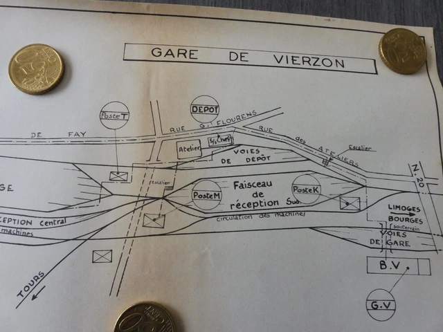 SNCF / RESEAU Ferroviaire / Plan Gare Vierzon / Triage / Original 1963 ...