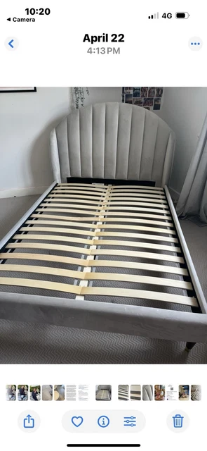 NEXT OTTOMAN BED Frame - Double Bed (Velvet Grey) £83.90 - PicClick UK