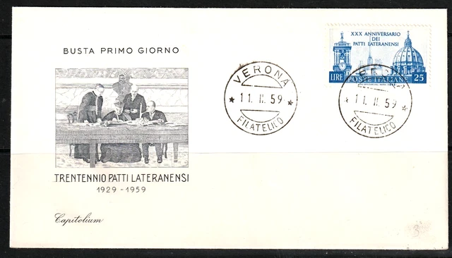 ITALY 1959 SPECIAL COMMEMORATIVE COVER FOR 30th ANNIV. OF TREATY ...