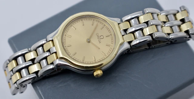 VINTAGE OMEGA DEVILLE Symbol Wristwatch 18k Gold, Stainless Steel 6101/ ...