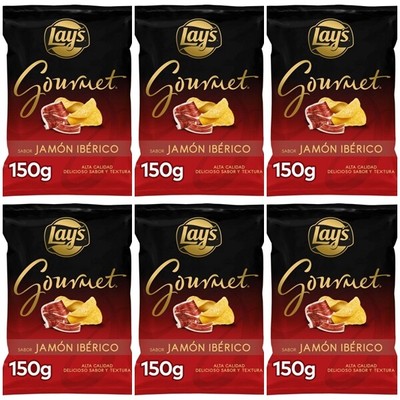 6 X 150 g - LAYS POTATO CRISPS GOURMET - SPANISH JAMON IBERICO HAM ...