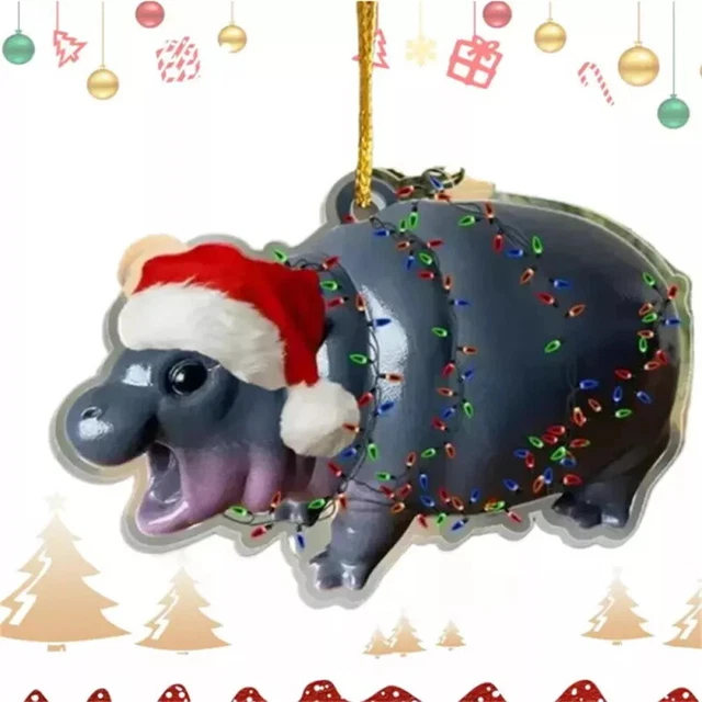 2D MOO DENG, Moo Deng Hippo, Moo Hippo, Pygmy Hippo, Christmas Hippo ...