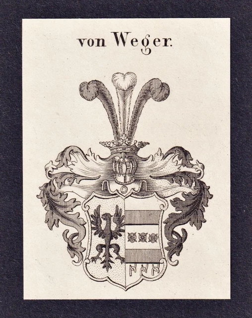 WEGER ARMOIRIES COAT Of Arms Genealogie Héraldique Gravure sur Cuivre ...