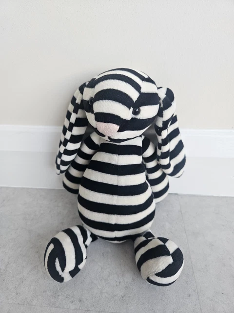 JELLYCAT LAURIE BASHFUL Bunny Rabbit Plush Toy Black White Stripe £312. ...