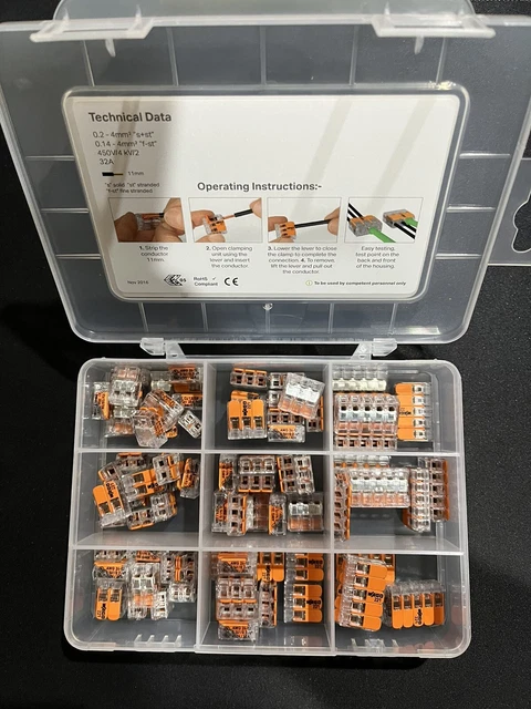 GENUINE WAGO 221 Series 85pcs kit with case, 221-412,221-413,221-415 ...