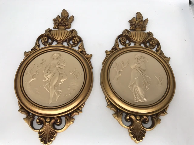 SYROCO WOOD PAIR classical 3D wall decor H. 14" W. 7" $59.99 - PicClick