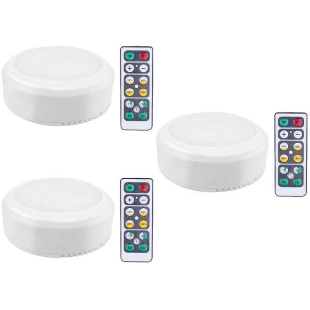 3 PACK TOUCH Night Light Mini Puck Lights with Remote Push Button £26. ...