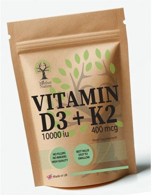 VITAMIN D3 10000IU + K2 400mcg VITAMIN D3 K2 Clean Genuine UK Seller ...