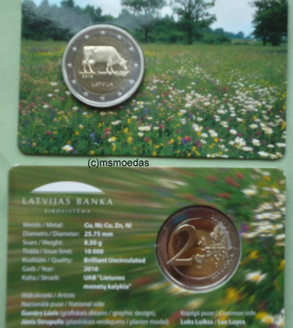 LETTLAND 2 EURO Gedenkmünze 2016 Milchwirtschaft Coincard commemorative coin EUR 15,90 - PicClick DE