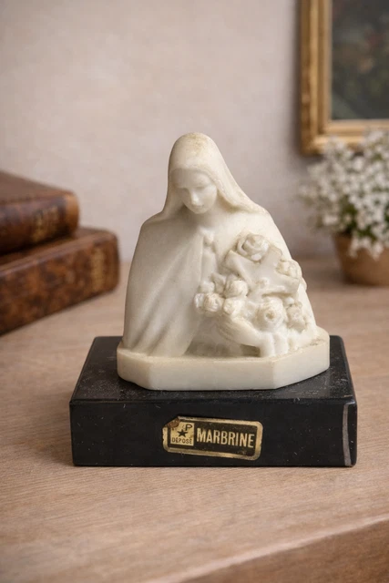 STATUE SAINTE THÉRÈSE de Lisieux – Statuette ancienne en marbrine ...