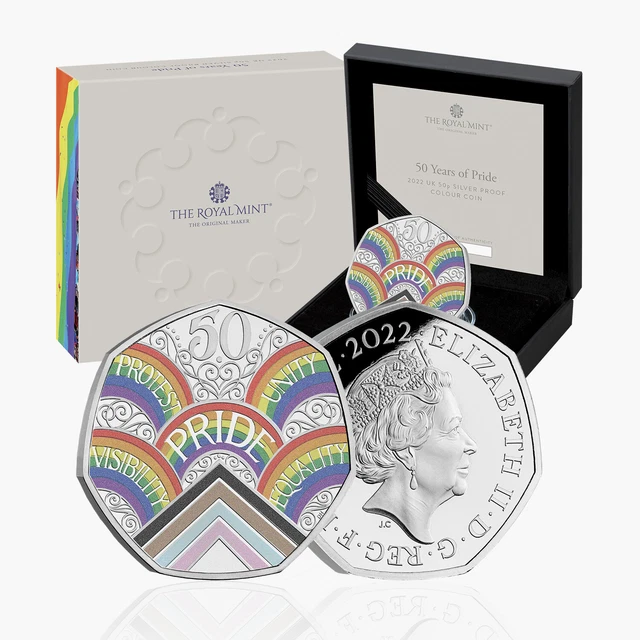 ROYAL MINT 50 Years of Pride UK 2022 50p Colour Rainbow Silver Proof ...