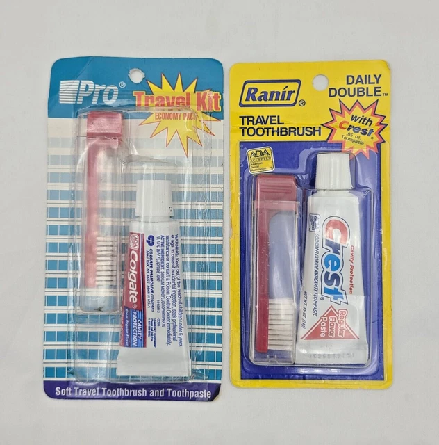 VINTAGE TOOTHBRUSH TRAVEL Kit Crest Colgate Toothpaste New Old Stock ...
