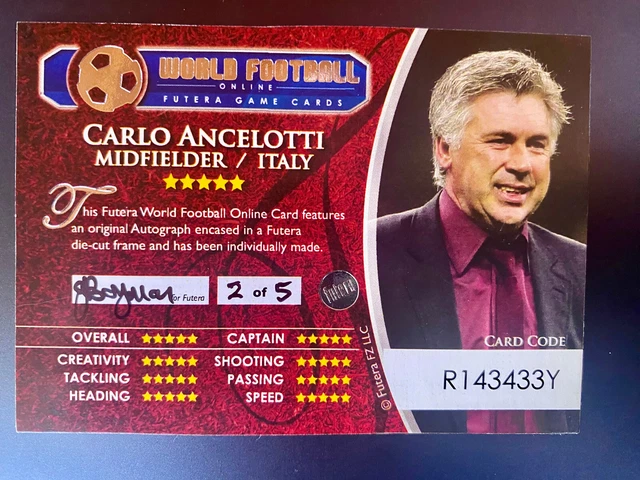 CARLO ANCELOTTI ~ Italy ~ FUTERA World Football Online Autographed Card ...