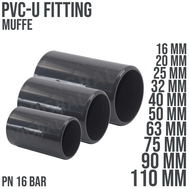 PVC-U PVC KLEBE Fittings Verbinder Muffe PN 16 Bar EUR 1,15 - PicClick DE