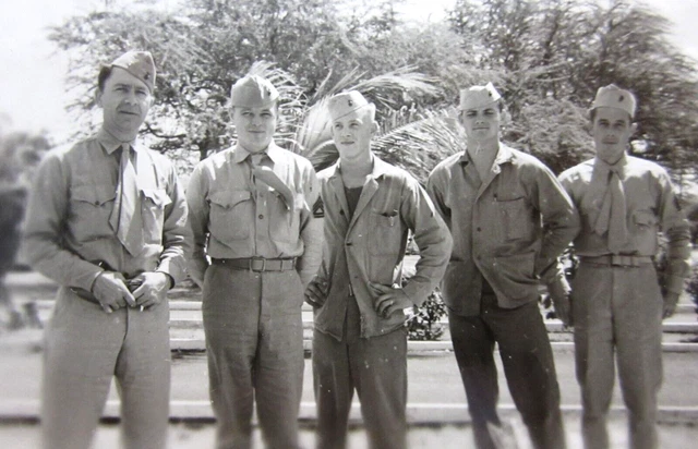 WWII USMC MARINE Corps Group Photo NCOs Khaki Uniform Snapshot 1940s ...