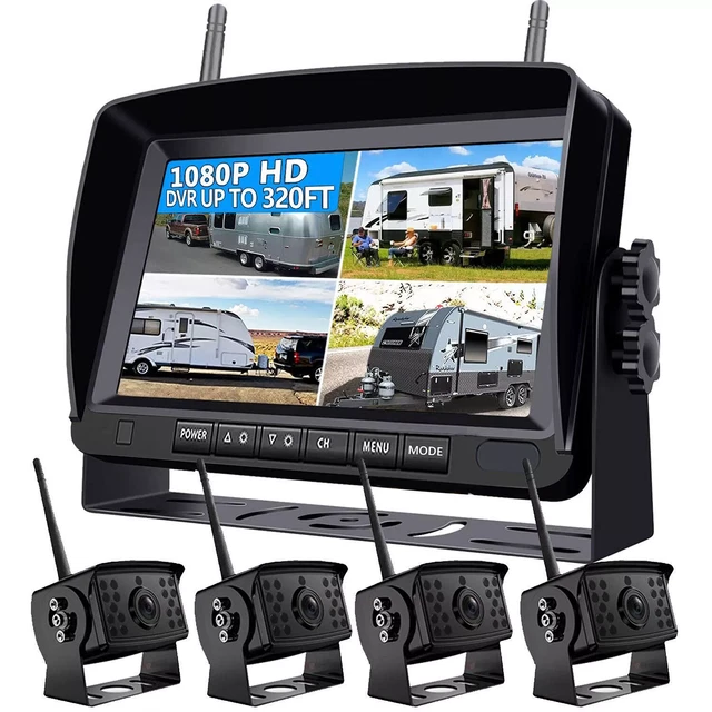 1080P WIRELESS RV Backup Camera System 7" DVR Monitor for Truck Trailer ...