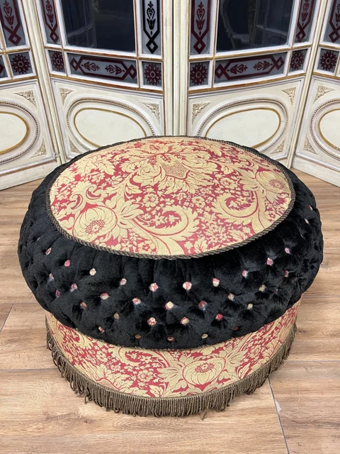 POUF D'ÉPOQUE NAPOLÉON III En Velours Capitonné Noir - XIXe EUR 880,00 - PicClick FR