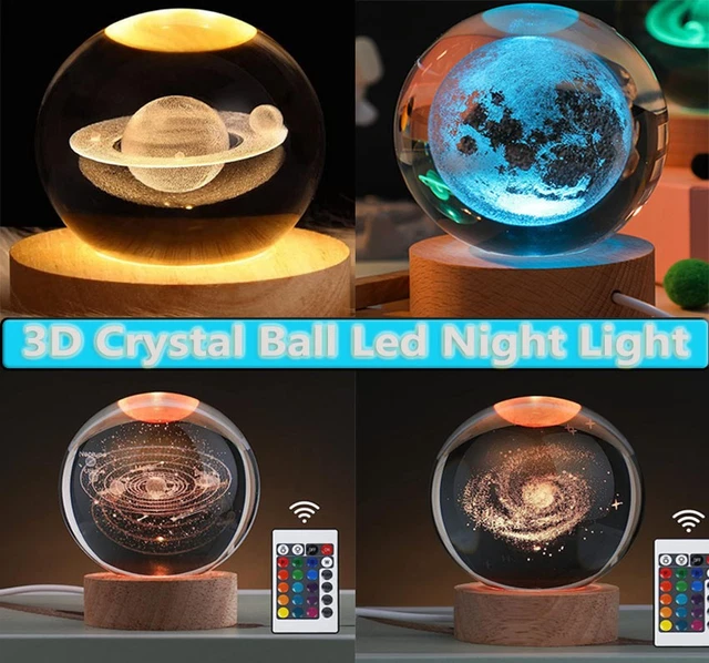 3D CRYSTAL BALL Table Lamp -USB LED Night Light RGB Color Change £16.79 ...