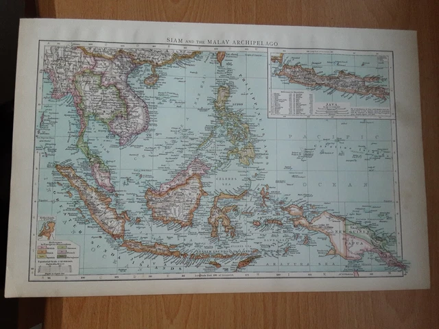 MAP OF &MALAY Archipelago" from the 1920 Times Survey Atlas (Plate 61 ...