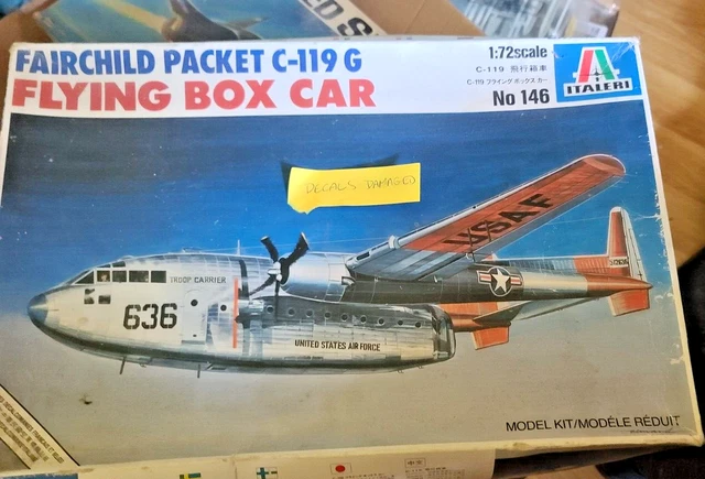 VINTAGE MODEL AIRCRAFT Kit Italeri No 146 Flying Box Car C119 G in 1/72 ...